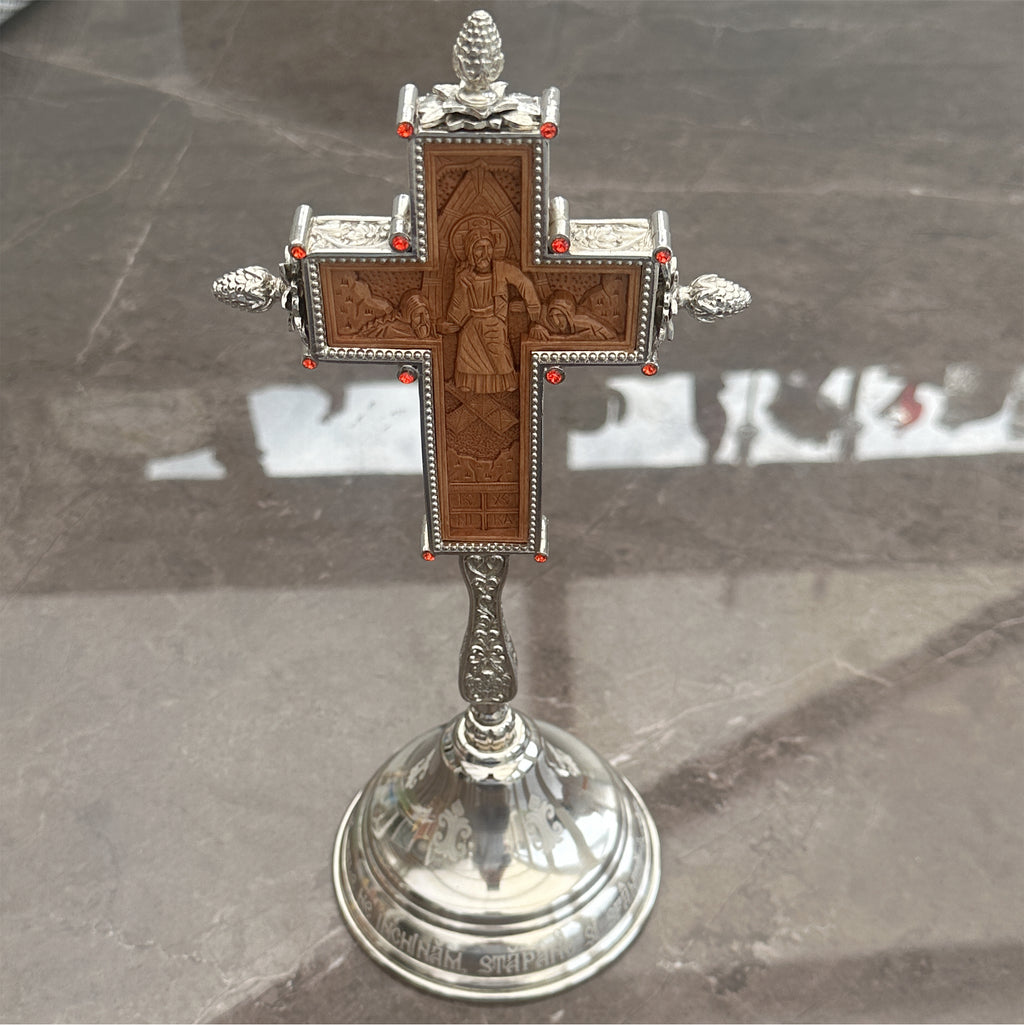 Holy Cross on nickel-plated pedesta – Orthodox Heritage
